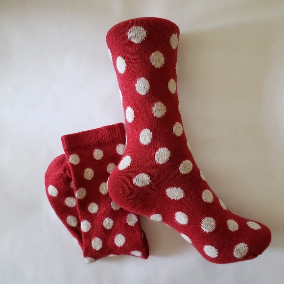 Garnet Hill | Accessories | B Ella Dots Red White Wool Cashmere Angora Blend Dress Socks Bea ...